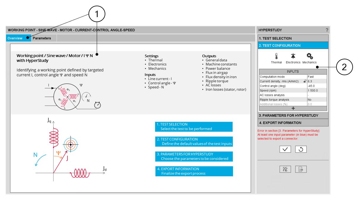 Inputs for exporting to HyperStudy